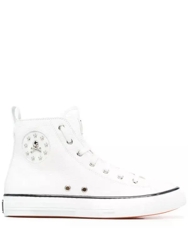 Philipp Plein Leather High-top Sneakers With Skull Stud Detailing