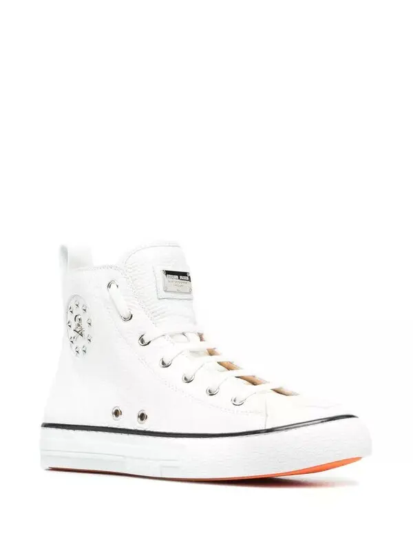 Philipp Plein Leather High-top Sneakers With Skull Stud Detailing