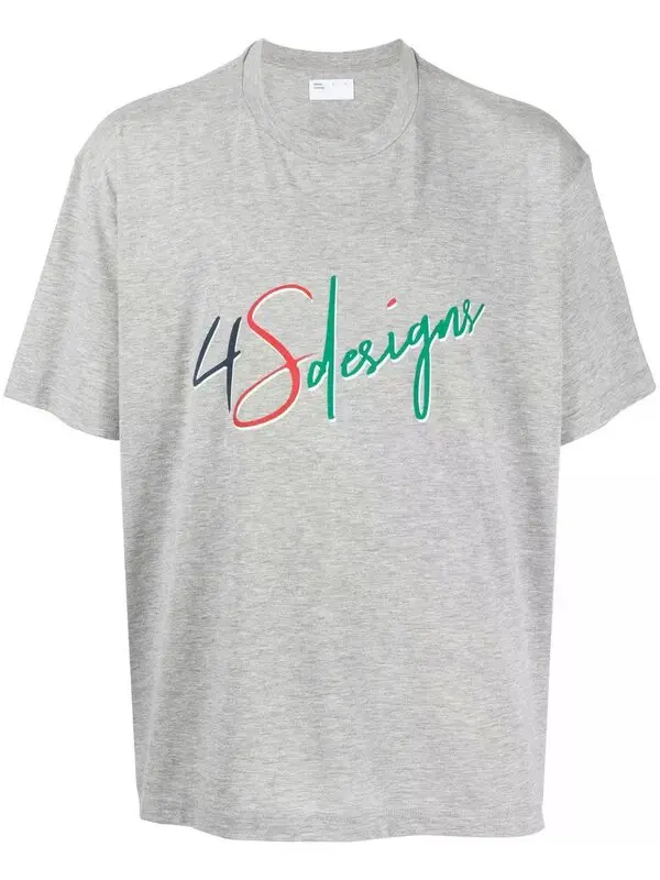 4SDESIGNS Logo-print Short-sleeve T-shirt - Grey