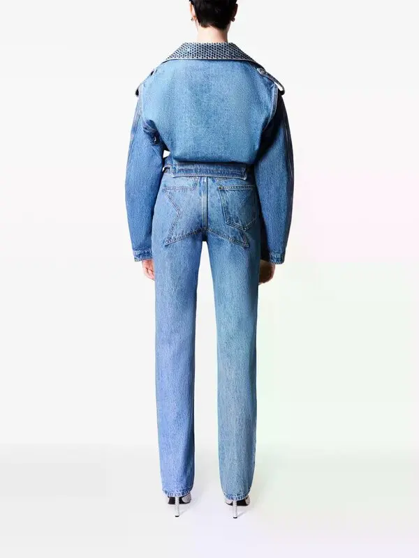 AREA Crystal-embellished Straight-leg Jeans