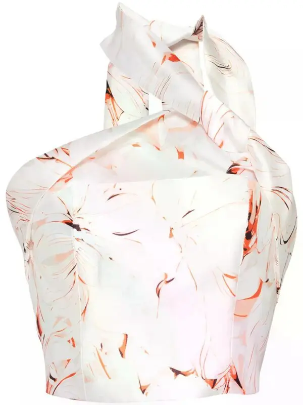 SAIID KOBEISY Printed Strapless Top