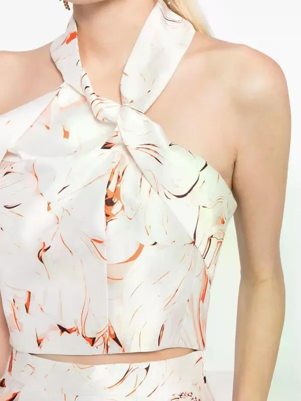 SAIID KOBEISY Printed Strapless Top