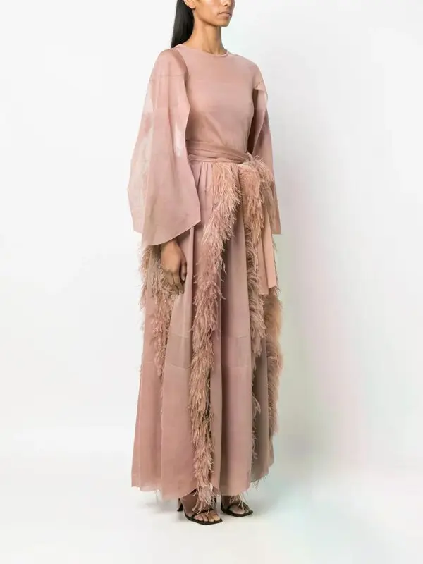 ANTONINO VALENTI Feather-detail Silk Maxi Dress