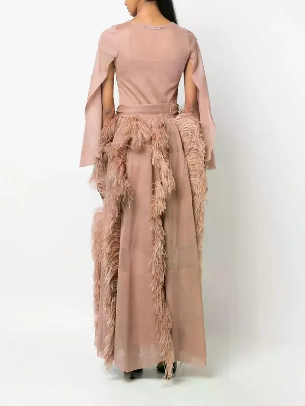 ANTONINO VALENTI Feather-detail Silk Maxi Dress