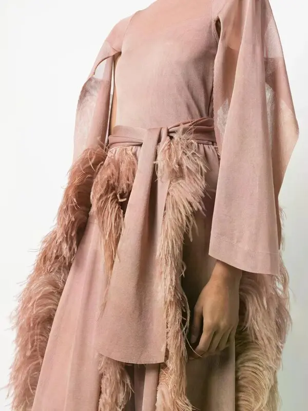 ANTONINO VALENTI Feather-detail Silk Maxi Dress