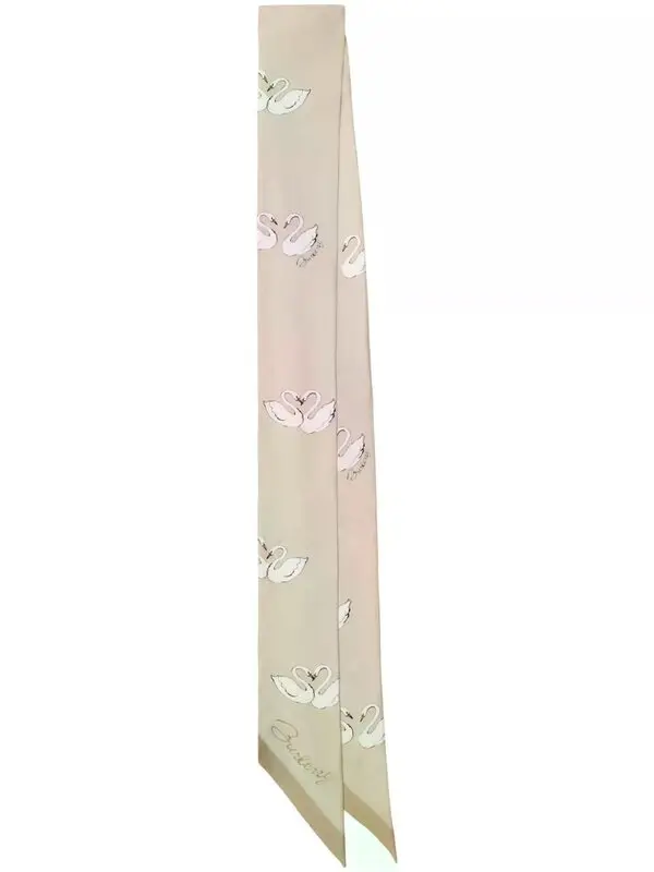 Burberry Swan-print Silk Scarf - Neutrals