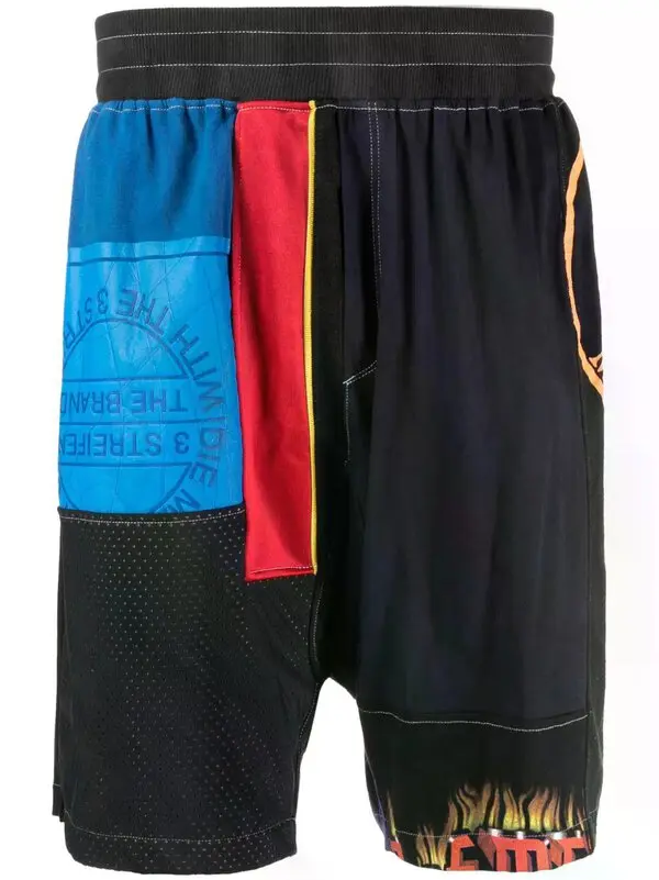 Amen Patchwork-design Track Shorts - Multicolour