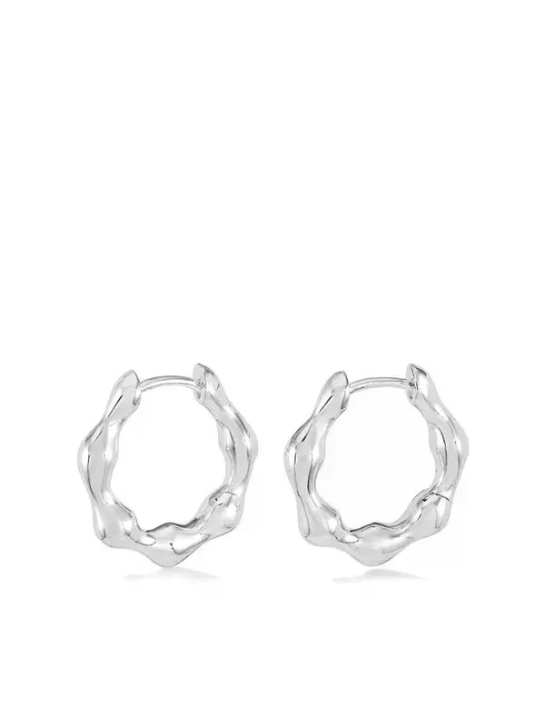 DOWER & HALL Hinged Huggie Hoop Earrings - Silver