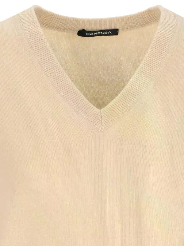 CANESSA Cashmere V-neck Sweater - Neutrals