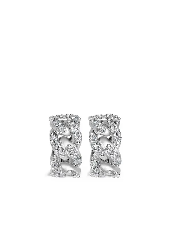 LEO PIZZO 18kt White Gold Groumette Diamond Earrings - Silver