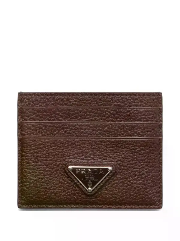 Prada Leather Card Holder - Brown