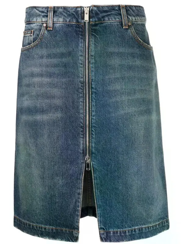 Stella McCartney Whiskering-effect Denim Midi Skirt