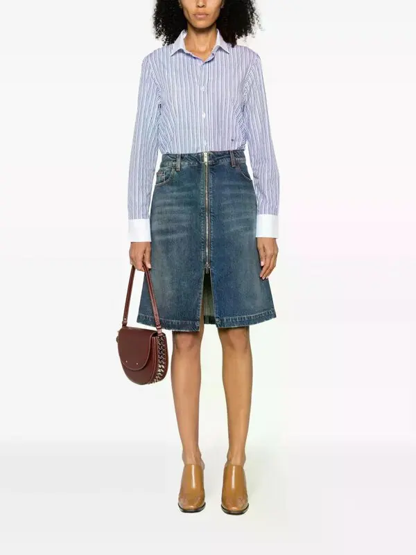 Stella McCartney Whiskering-effect Denim Midi Skirt