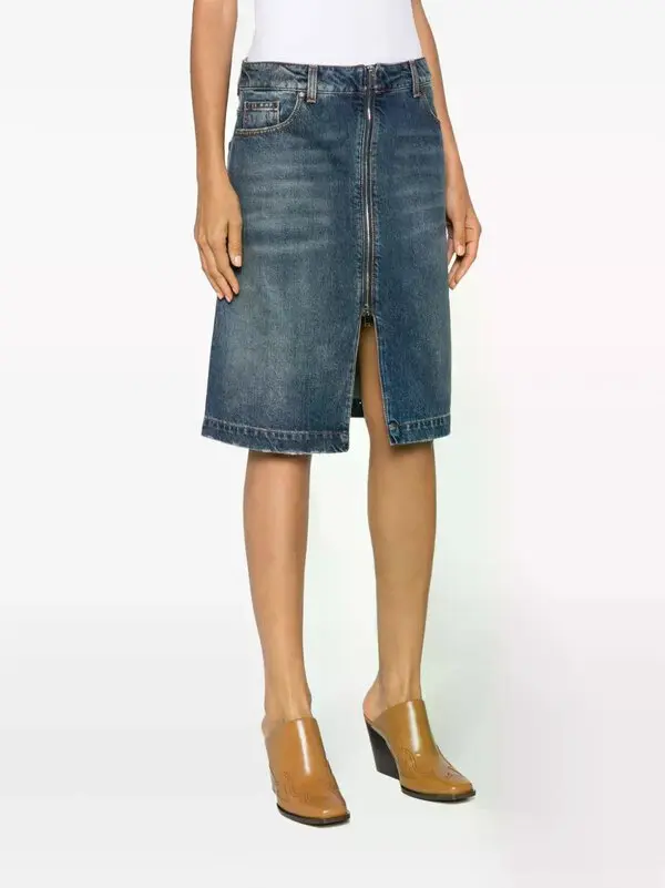 Stella McCartney Whiskering-effect Denim Midi Skirt
