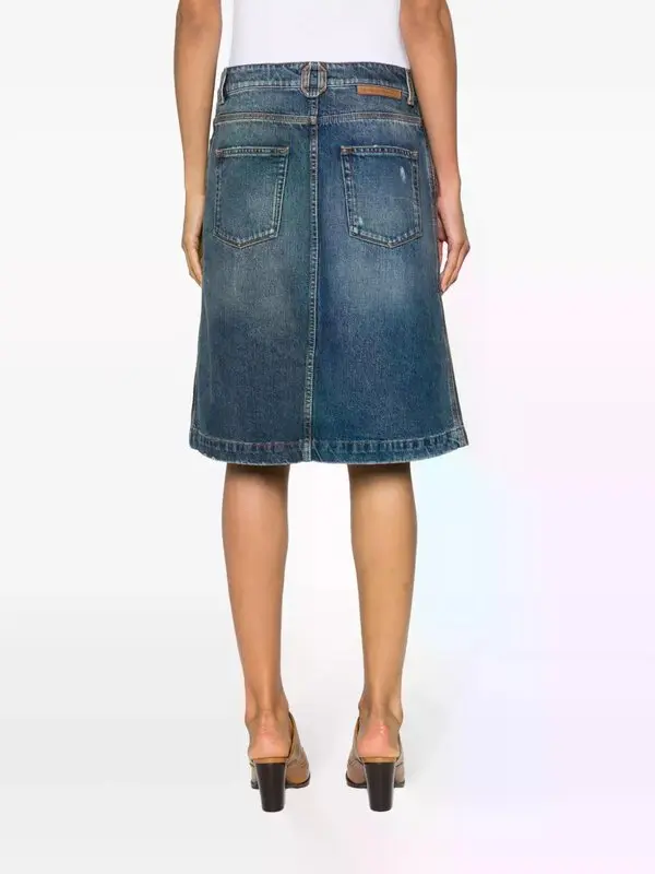 Stella McCartney Whiskering-effect Denim Midi Skirt