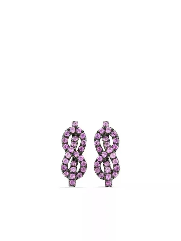 LILY GABRIELLA 18k Gold Sapphire Knot Stud Earrings - Black