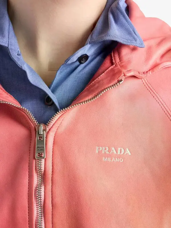 Prada Hooded Leather Jacket - Pink