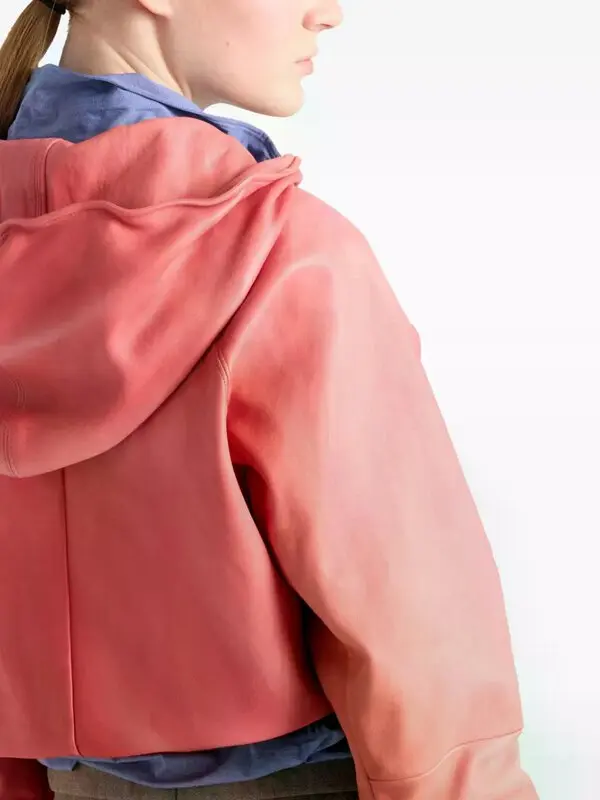 Prada Hooded Leather Jacket - Pink