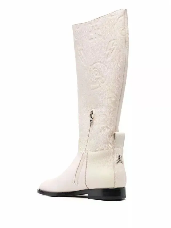 Philipp Plein Embossed-logo Knee-high Boots