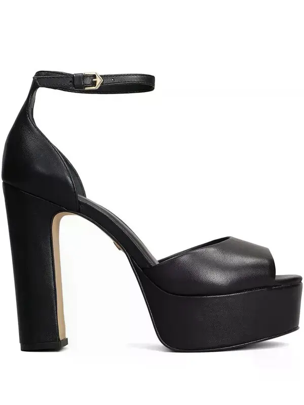 ANDREA CARRANO 120mm Leather Platform Sandals - Black