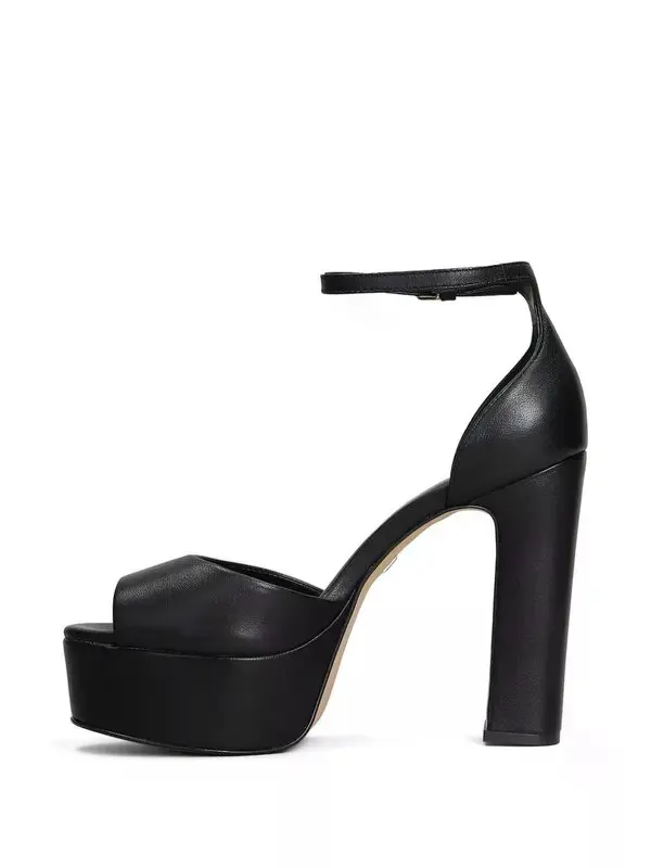 ANDREA CARRANO 120mm Leather Platform Sandals - Black