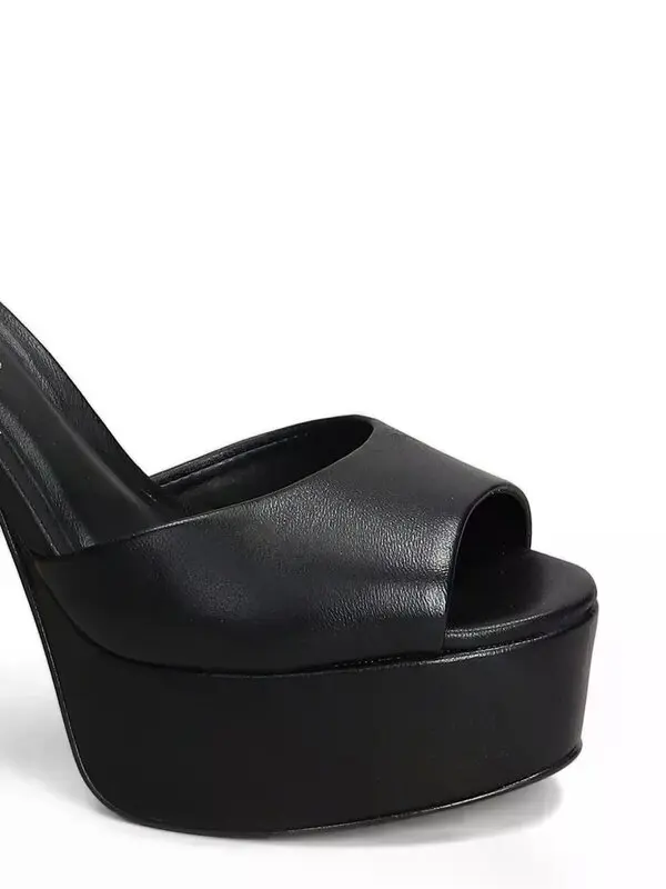 ANDREA CARRANO 120mm Leather Platform Sandals - Black