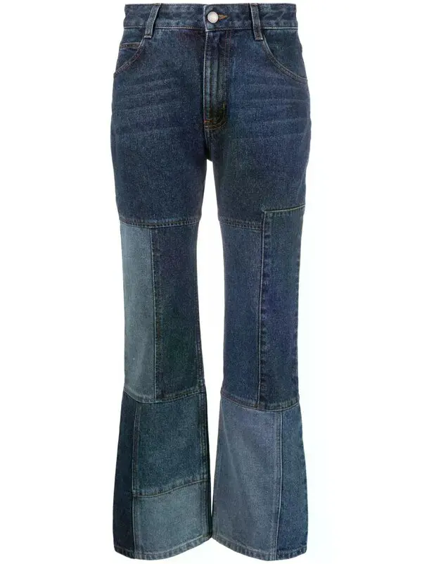 Chloé Patchwork Cropped Flared Jeans