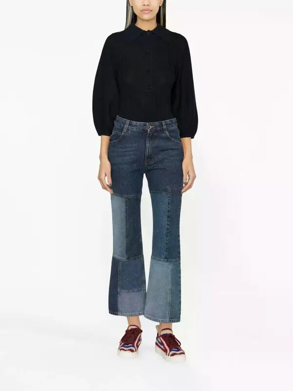 Chloé Patchwork Cropped Flared Jeans