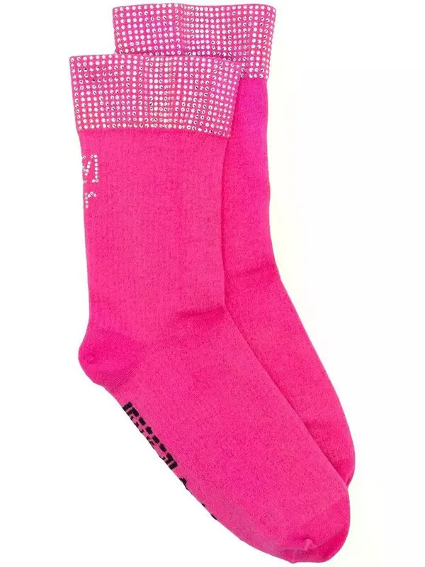 Wolford X Sergio Rossi Crystal-studded Socks
