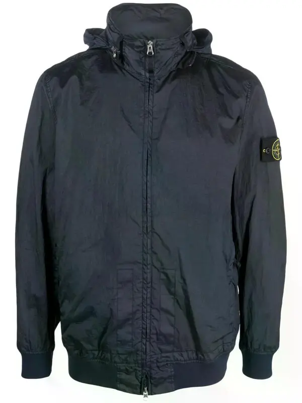 Stone Island Compass-logo Zip-up Windbreaker - Blue