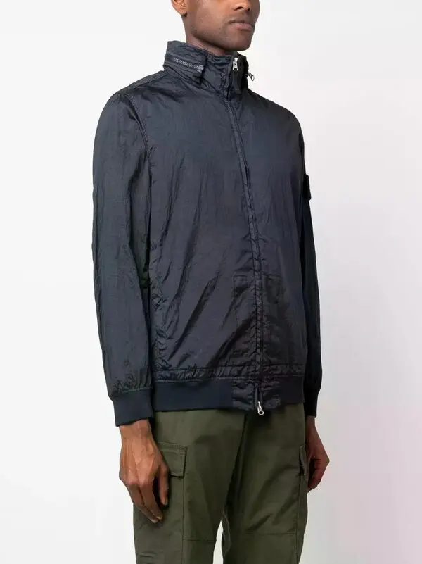 Stone Island Compass-logo Zip-up Windbreaker - Blue
