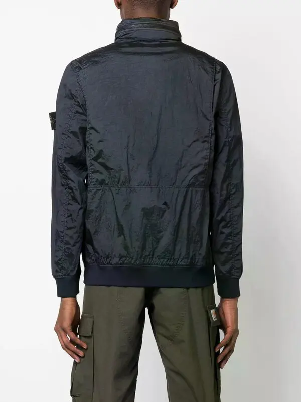 Stone Island Compass-logo Zip-up Windbreaker - Blue