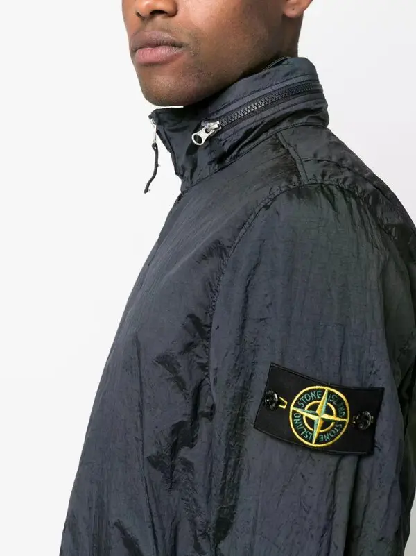Stone Island Compass-logo Zip-up Windbreaker - Blue