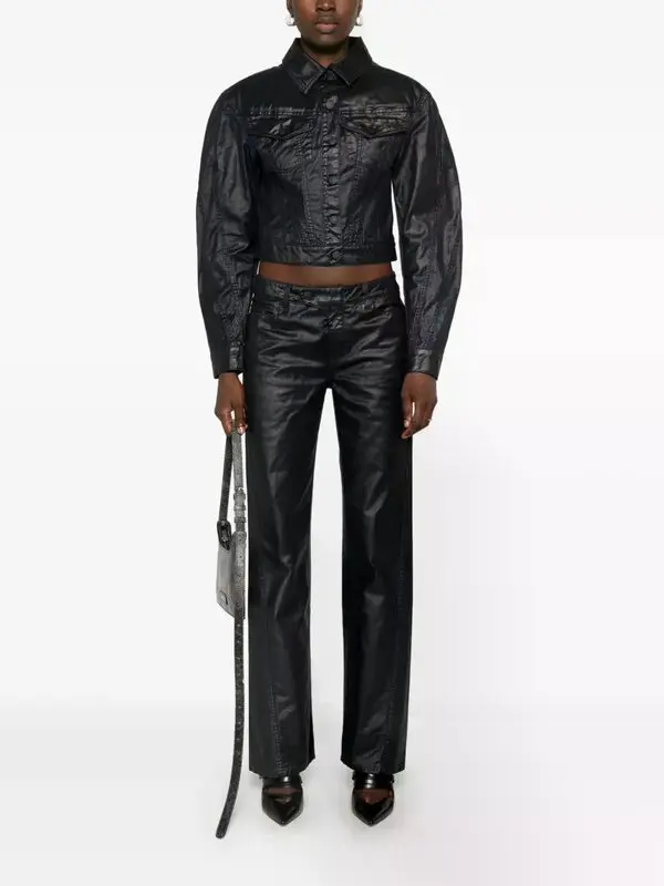 MUGLER Wax-effect Straight-leg Trousers
