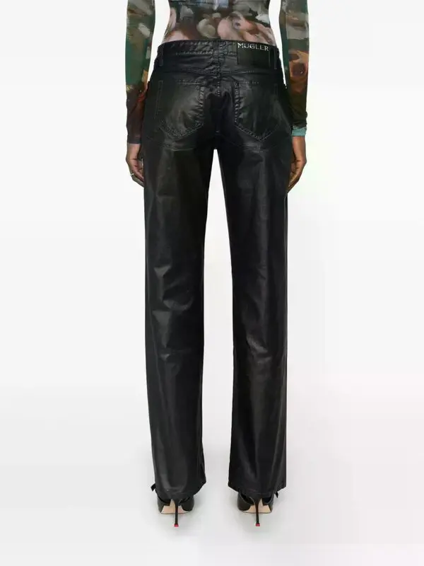MUGLER Wax-effect Straight-leg Trousers