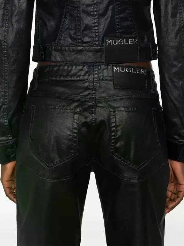 MUGLER Wax-effect Straight-leg Trousers