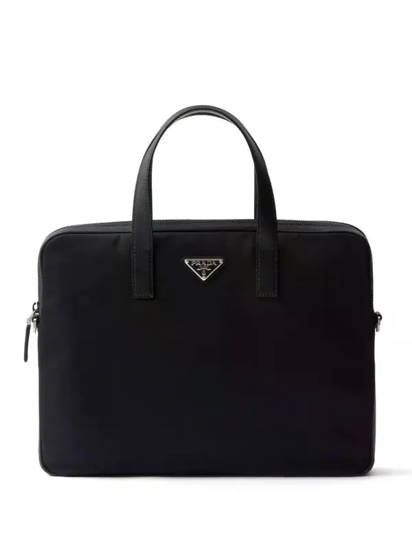 Prada Re-nylon And Saffiano Leather Briefcase - Black