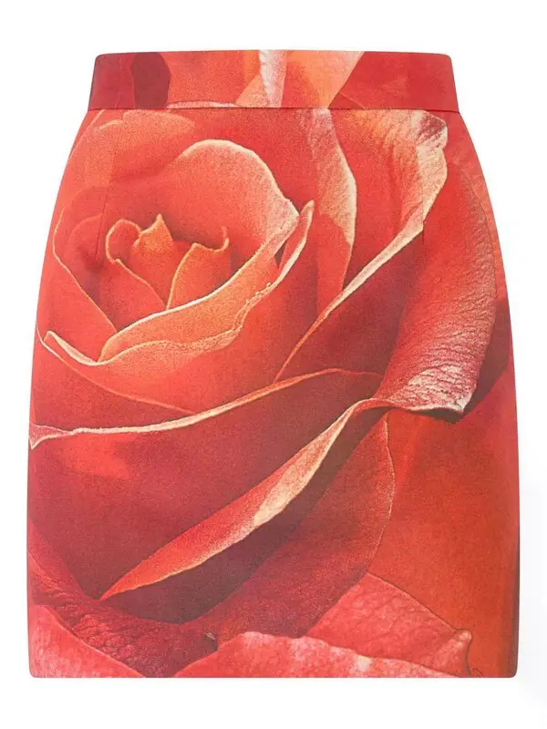 Roberto Cavalli Rose-print Mini Skirt - Red