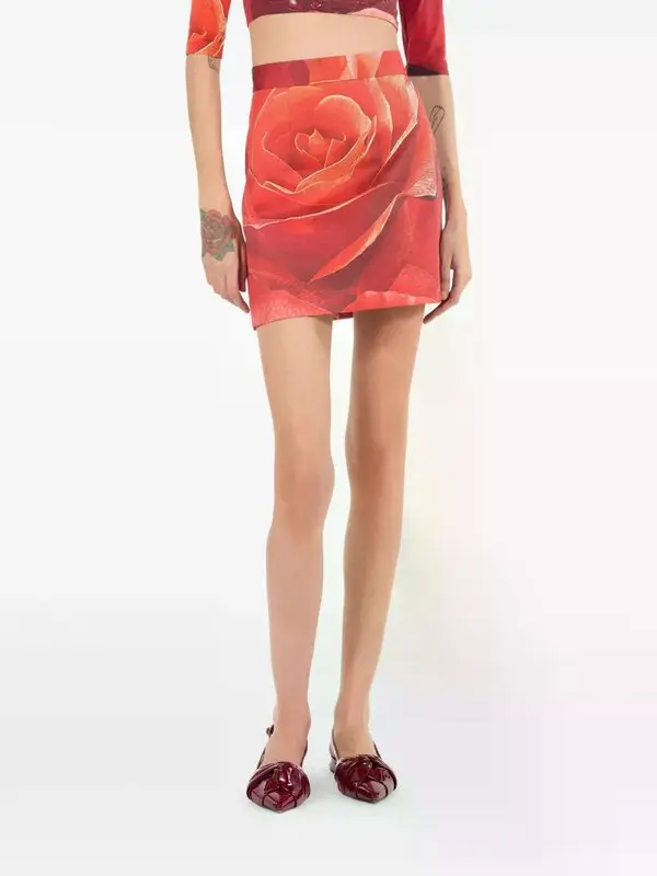 Roberto Cavalli Rose-print Mini Skirt