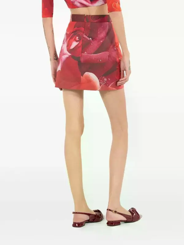 Roberto Cavalli Rose-print Mini Skirt