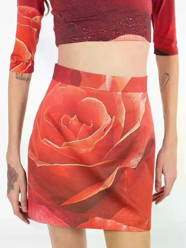 Roberto Cavalli Rose-print Mini Skirt
