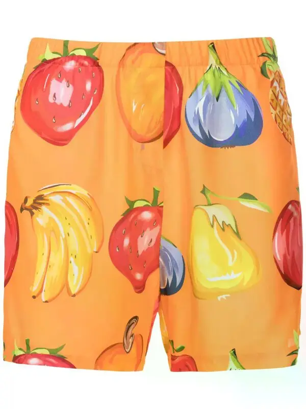 AMIR SLAMA Fruit-print Elasticated-waistband Shorts - Orange