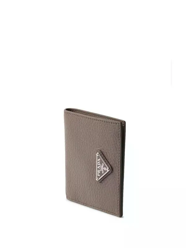 Prada Enamel Triangle-logo Wallet - Grey