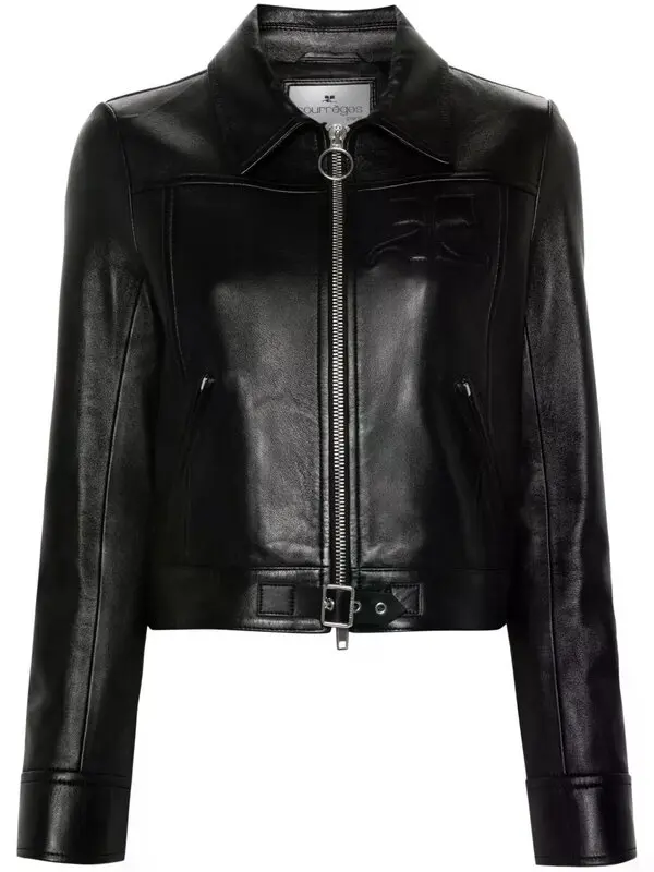 COURREGES Iconic Zip-up Leather Jacket