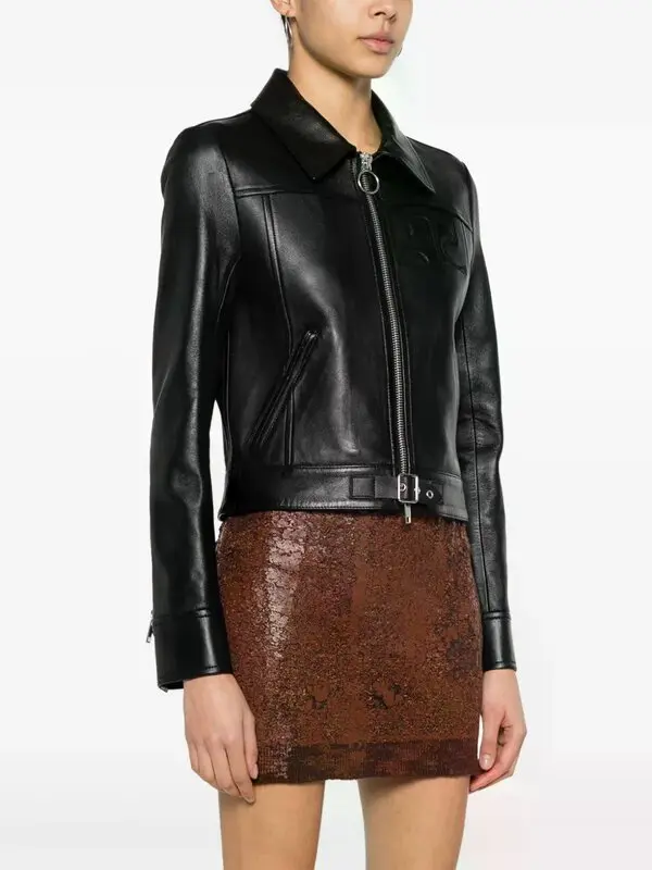 COURREGES Iconic Zip-up Leather Jacket