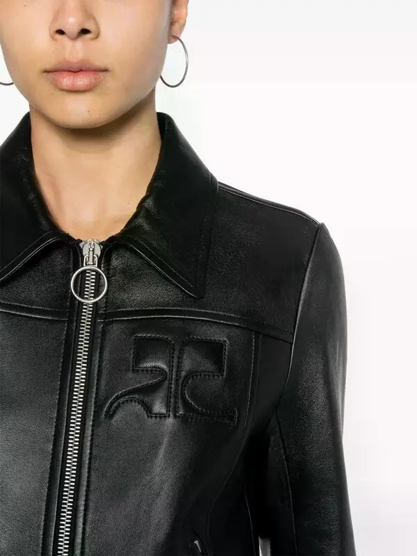 COURREGES Iconic Zip-up Leather Jacket