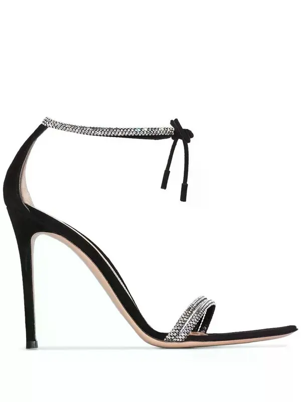 GIANVITO ROSSI Leather Crystal Strap 115mm Stiletto Sandals