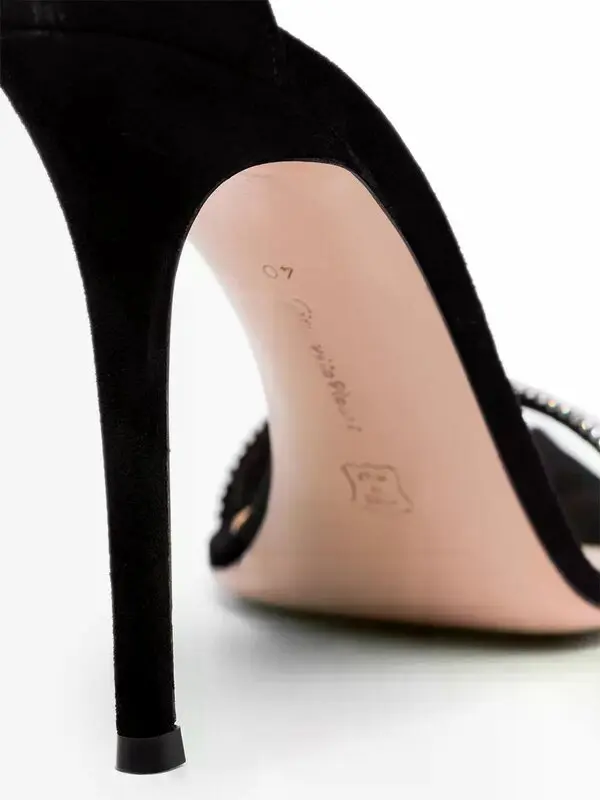 GIANVITO ROSSI Leather Crystal Strap 115mm Stiletto Sandals