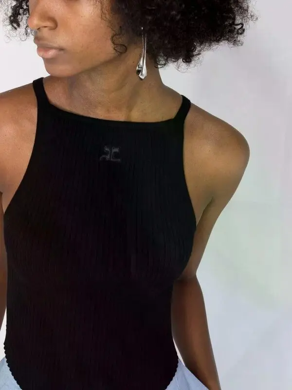 COURREGES Mesh Tips Ribbed-knitted Tank Top