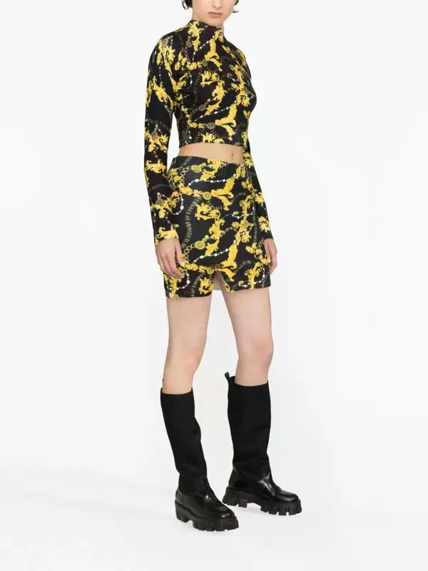 Versace Chain Couture-print Knitted Miniskirt